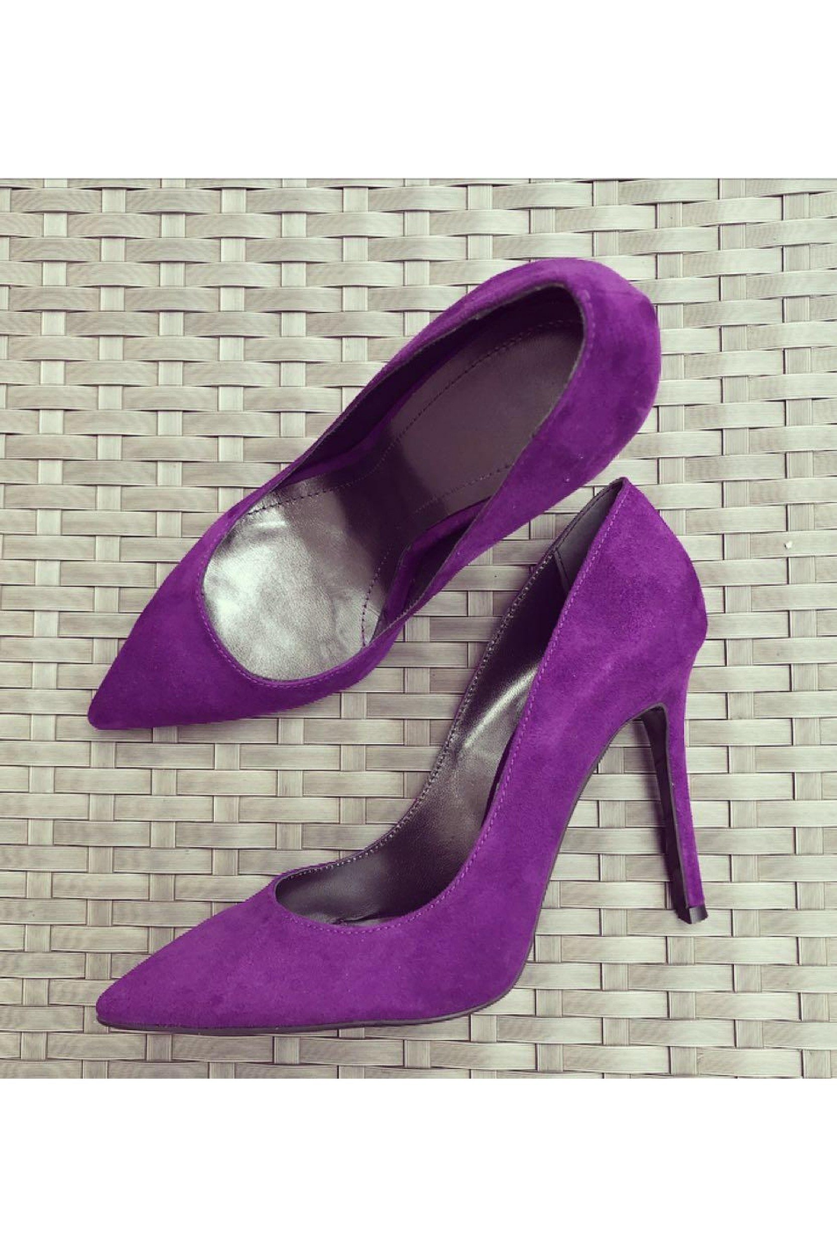Pantofi stiletto din piele intoarsa Ultra Violet